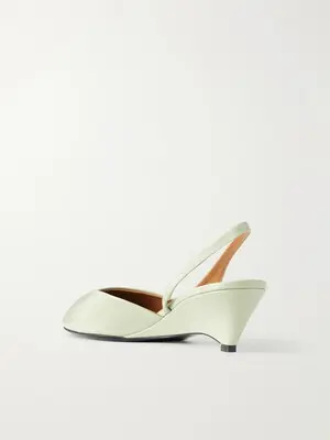 JIL SANDER Arc Patent Leather Slingback Wedge Sandals