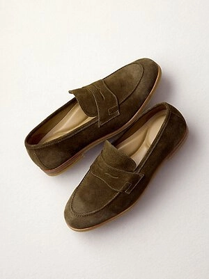 BOS & CO S Rhett Suede Loafers - Olive