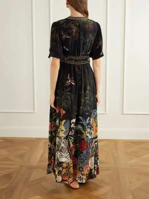 Camilla Palace Zoology Embellished Printed Silk Maxi Dress
