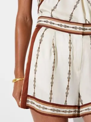REISS Jayce Chain-print Shorts - Ivory