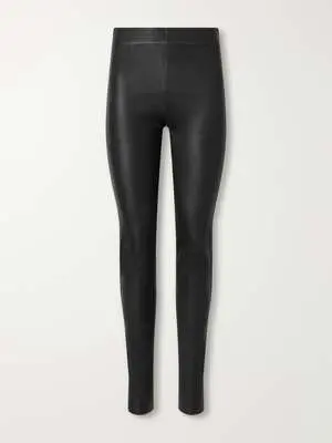 JOSEPH Paneled Stretch-leather Mid-rise Skinny-leg Pants - Black