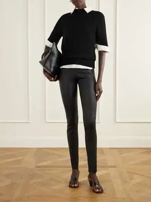 JOSEPH Paneled Stretch-leather Mid-rise Skinny-leg Pants