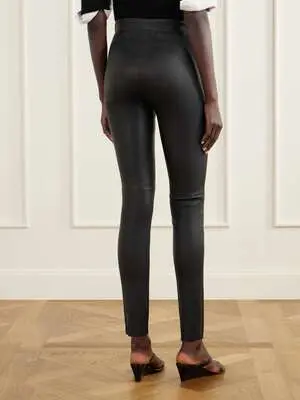 JOSEPH Paneled Stretch-leather Mid-rise Skinny-leg Pants