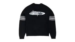 StÜssy Stripe Raglan Crew - Black