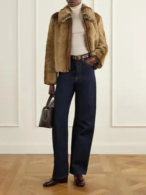 Veronica De Piante Mireia Leather-trimmed Plush Jacket - Brown