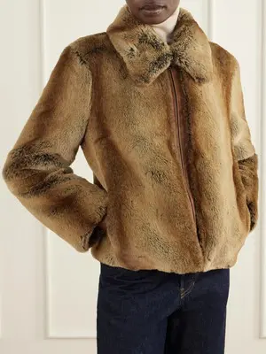 Veronica De Piante Mireia Leather-trimmed Plush Jacket - Brown