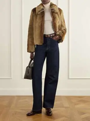 Veronica De Piante Mireia Leather-trimmed Plush Jacket