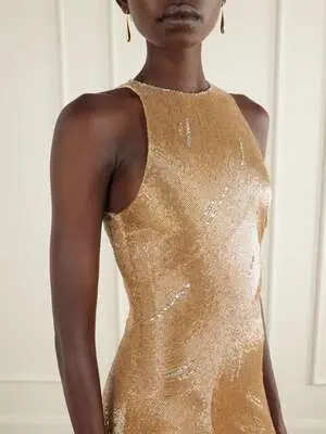CLIO PEPPIATT Delphine Embellished Stretch-mesh Gown