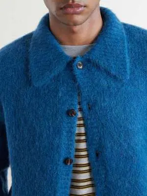 Dries Van Noten Mora Cropped Alpaca-blend Cardigan - Blue