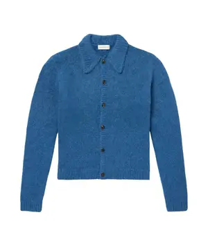 Dries Van Noten Mora Cropped Alpaca-blend Cardigan - Blue