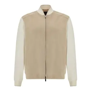 Paul & Shark Hybrid Bomber Jacket In Cotton-silk Knit And Aqualeather Suede