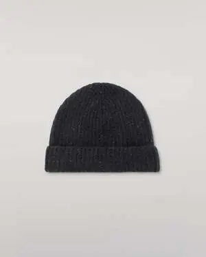 Johnstons Of Elgin Traquair Donegal Cashmere Ribbed Beanie - Blue
