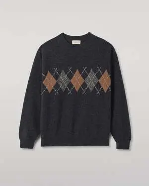 Johnstons Of Elgin Rusky Grey Argye Ambswoo Jumper