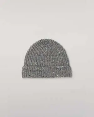 Johnstons Of Elgin Traquair Donegal Cashmere Ribbed Beanie - Grey