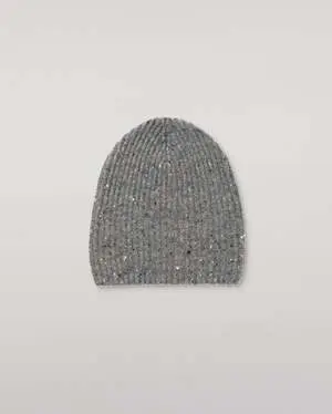 Johnstons Of Elgin Traquair Donegal Cashmere Ribbed Beanie - Grey