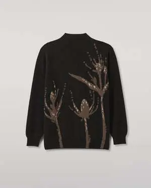 Johnstons Of Elgin Wild Thistle Intarsia Dark Cashmere Cardigan - Grey