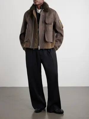 Sacai Melton Wool Blouson Jacket With Plush Trim
