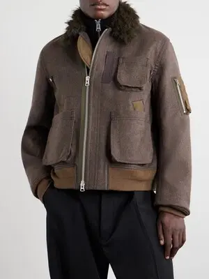 Sacai Melton Wool Blouson Jacket With Plush Trim