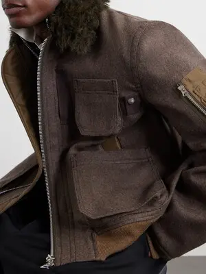 Sacai Melton Wool Blouson Jacket With Plush Trim