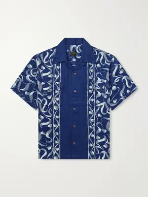 Kapital Okura Camp-collar Printed Linen Shirt