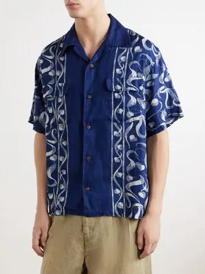 Kapital Okura Camp-collar Printed Linen Shirt