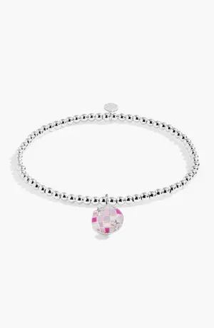 A LITTLES & CO Silver-plated Beaded Bracelet With Disco Ball Charm