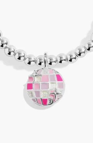 A LITTLES & CO Silver-plated Beaded Bracelet With Disco Ball Charm