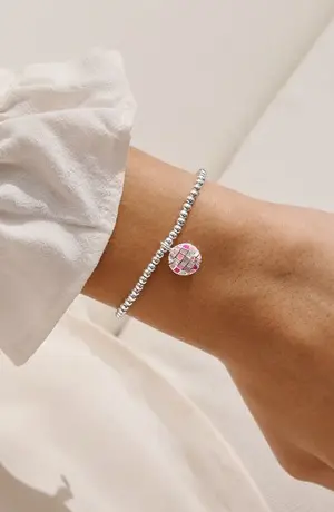 A LITTLES & CO Silver-plated Beaded Bracelet With Disco Ball Charm