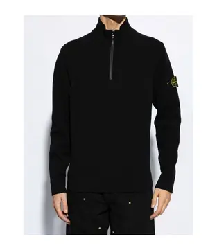 Stone Island Logo Patch Half-zipped Jumper