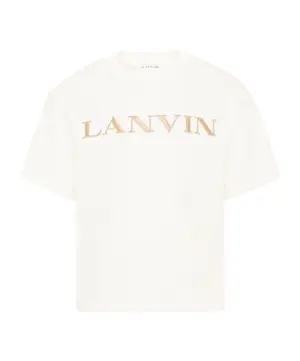LANVIN Logo Embroidered Crewneck T-shirt - Ivory