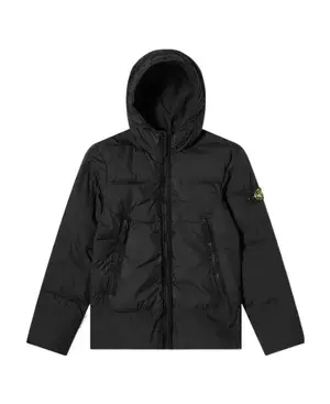 Stone Island Teen Logo-patch Hooded Jacket - Black