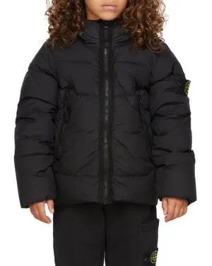 Stone Island Teen Logo-patch Hooded Jacket