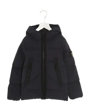 Stone Island Teen Logo-patch Feather-down Jacket - Blue