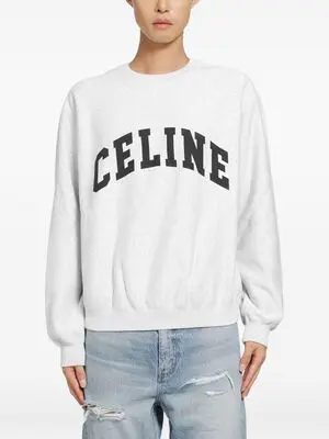 Celine Sweatshirt In Cotton Fleece - Light Gray/black