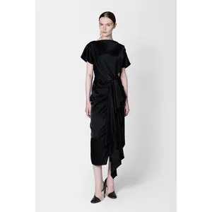 ROKSANDA Satin Draped Zoa Midi Dress - Black