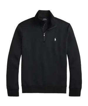 Polo Ralph Lauren Logo Embroidered Half-zip Sweatshirt - Black