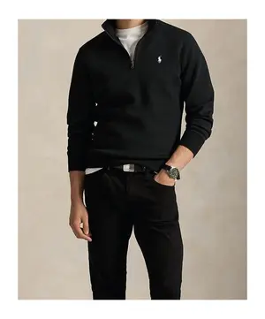 Polo Ralph Lauren Logo Embroidered Half-zip Sweatshirt - Black