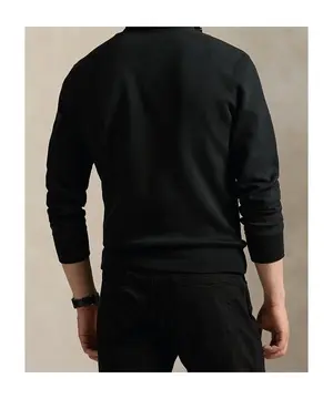 Polo Ralph Lauren Logo Embroidered Half-zip Sweatshirt - Black