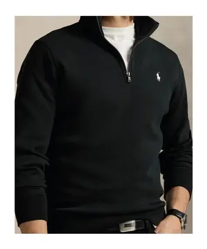 Polo Ralph Lauren Logo Embroidered Half-zip Sweatshirt - Black