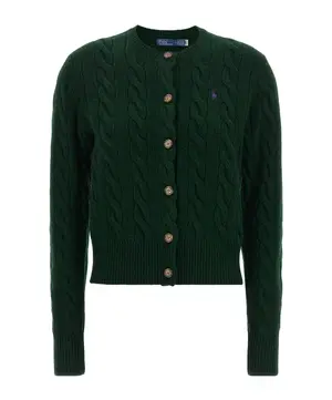 Polo Ralph Lauren Polo Ralph Lauren Cable Knit Embroidered Pony Cardigan Green