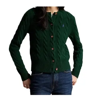 Polo Ralph Lauren Cable Knit Embroidered Pony Cardigan - Green