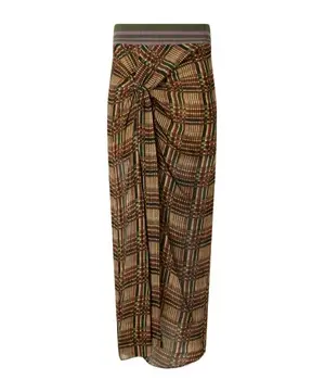 Dries Van Noten Checked Georgette Midi Skirt - Brown
