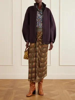 Dries Van Noten Suma Plaid Midi Skirt