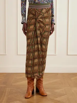 Dries Van Noten Suma Plaid Midi Skirt