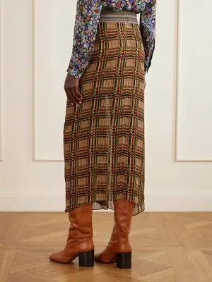 Dries Van Noten Suma Plaid Midi Skirt