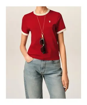 AMI Paris De Coeur Embroidered Crewneck T-shirt