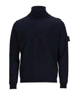 Stone Island Logo Patch High Neck Jumper - Navy Blue