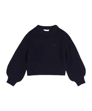 Chloé Logo-embroidered Ribbed-trim Wool Sweater - Black