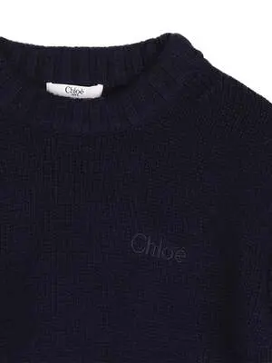 Chloé Logo-embroidered Ribbed-trim Wool Sweater
