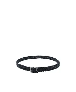 Saint Laurent Logo Plaque Buckled Belt - Black